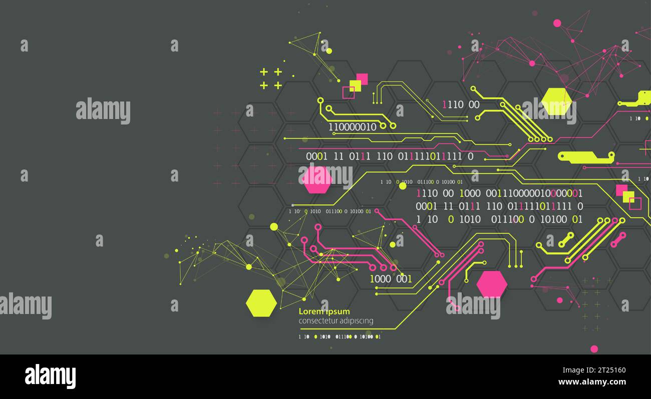 Abstract technology concept. Circuit board, high computer color background. Vector illustration ...