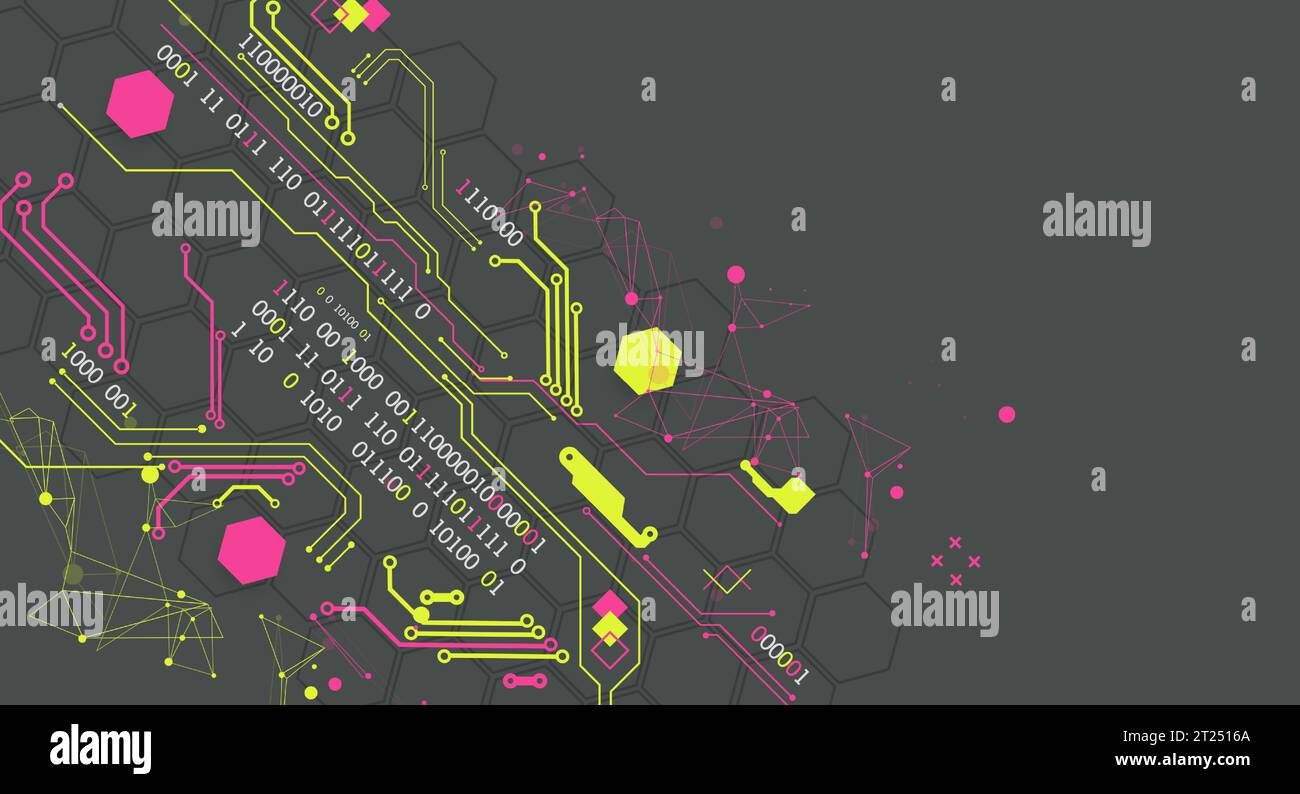Abstract technology concept. Circuit board, high computer color background. Vector illustration ...