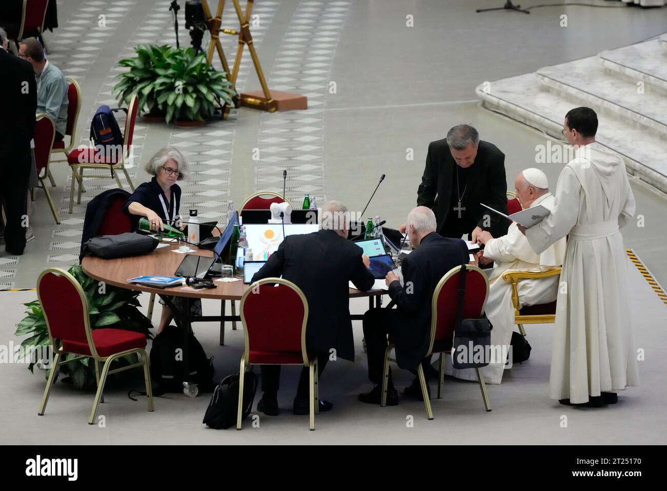Pope Francis attends a session of the 16th general assembly of the ...