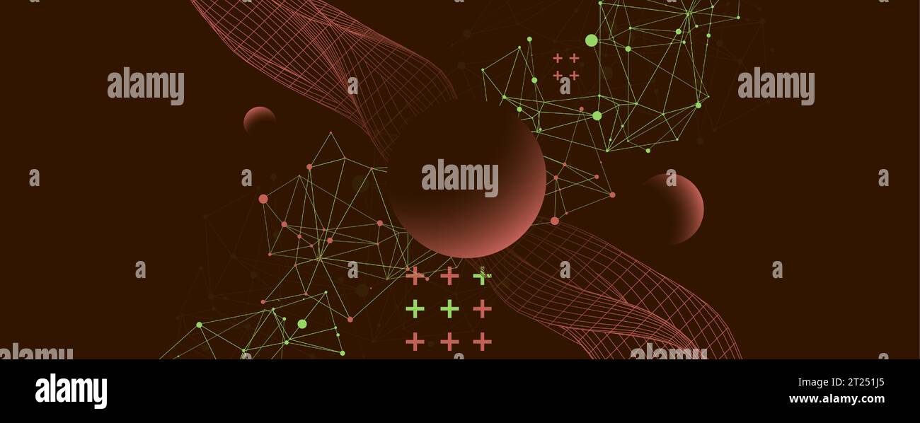 Abstract background with wireframe waves. 3D surface. Vector Stock ...