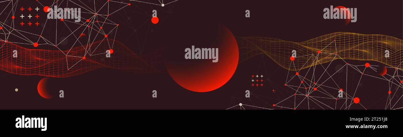 Abstract background with wireframe waves. 3D surface. Vector Stock ...