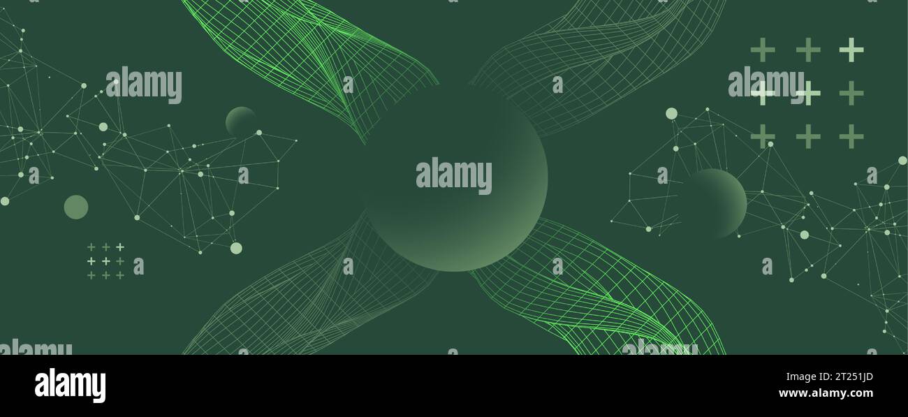 Abstract background with wireframe waves. 3D surface. Vector Stock ...