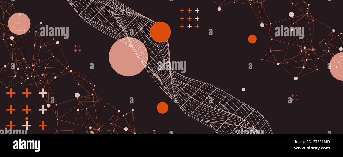 Abstract background with wireframe waves. 3D surface. Vector Stock ...