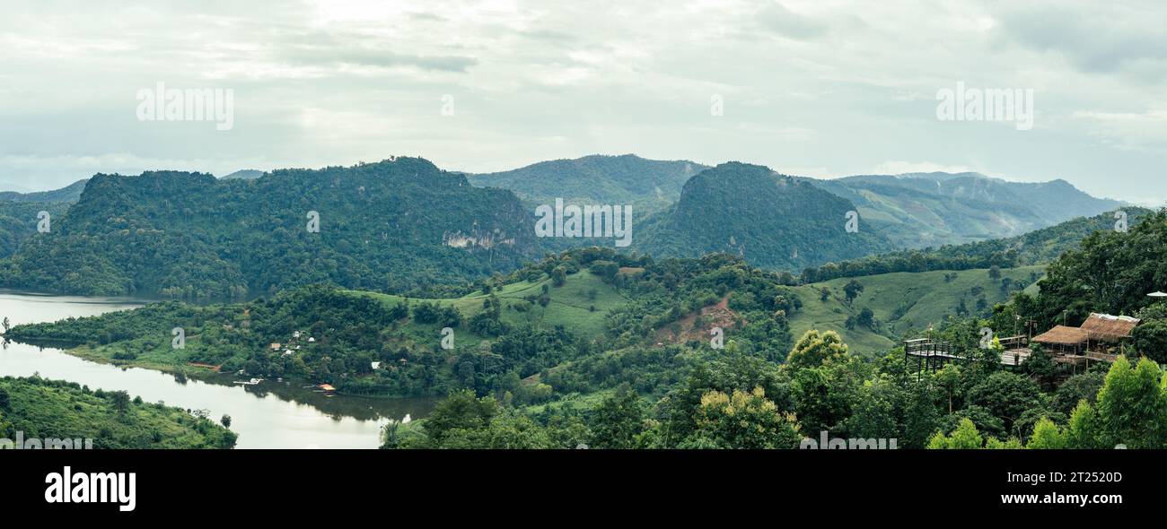 Beautiful view of Mae Suai reservoir (or Dammed valleys) located at a ...