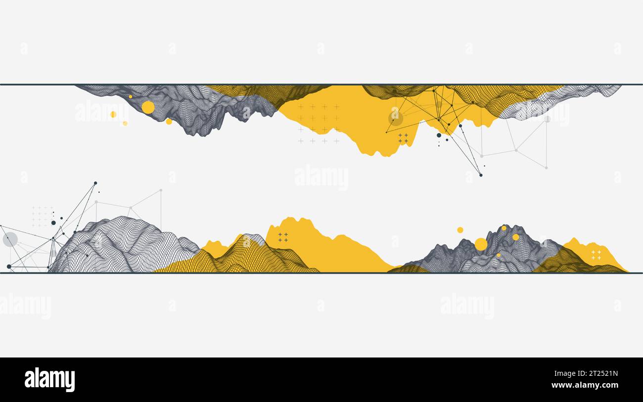 Abstract wireframe mountain background. Modern science or technology ...