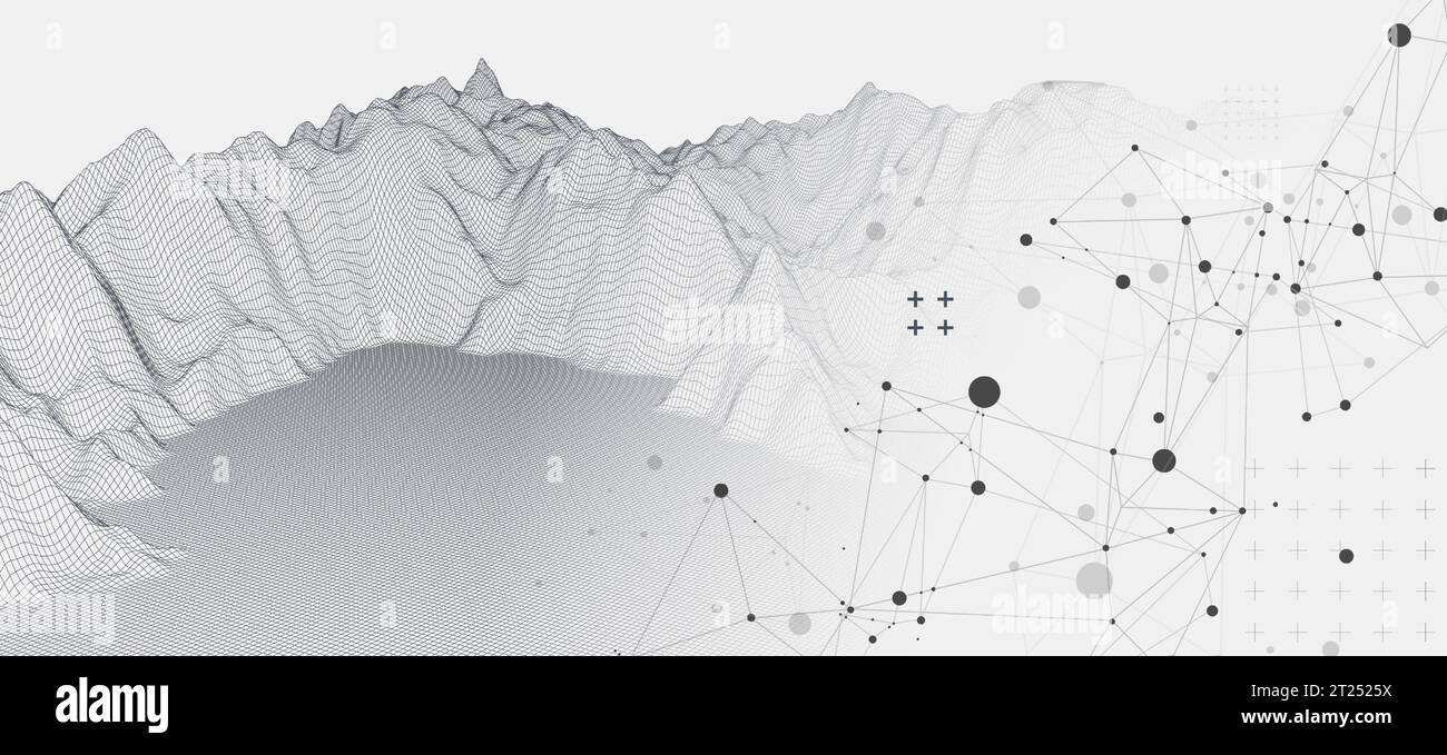 Abstract wireframe mountain background. Modern science or technology ...