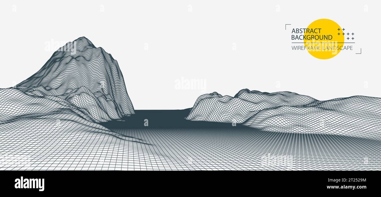 Abstract wireframe mountain background. Modern science or technology ...