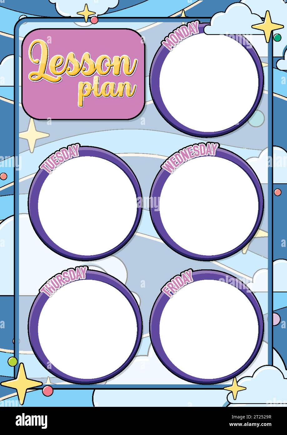 A vector cartoon illustration of a weekly lesson plan Stock Vector ...