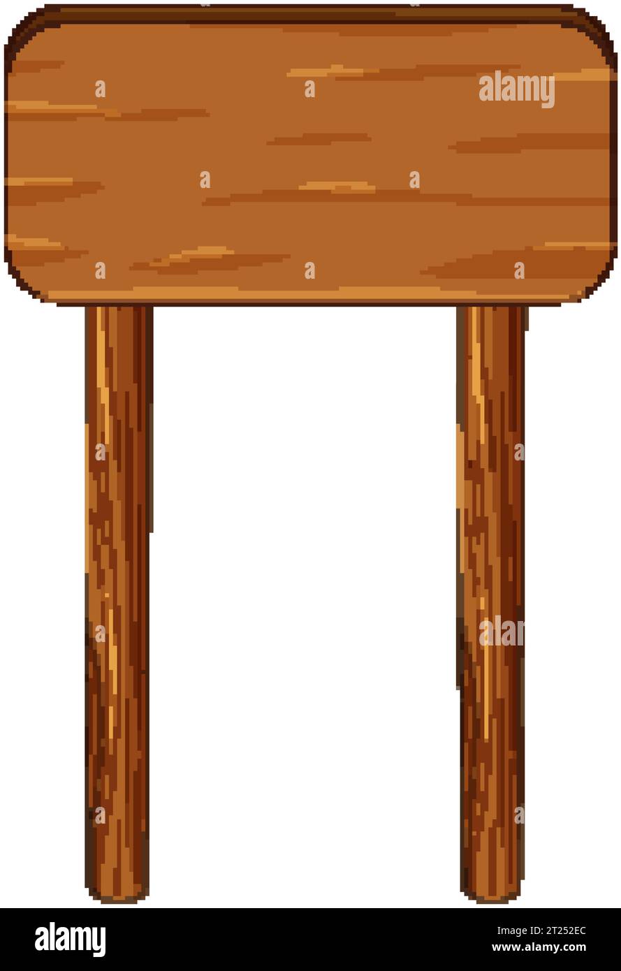 Vector cartoon illustration of a wooden signboard frame attached to a ...