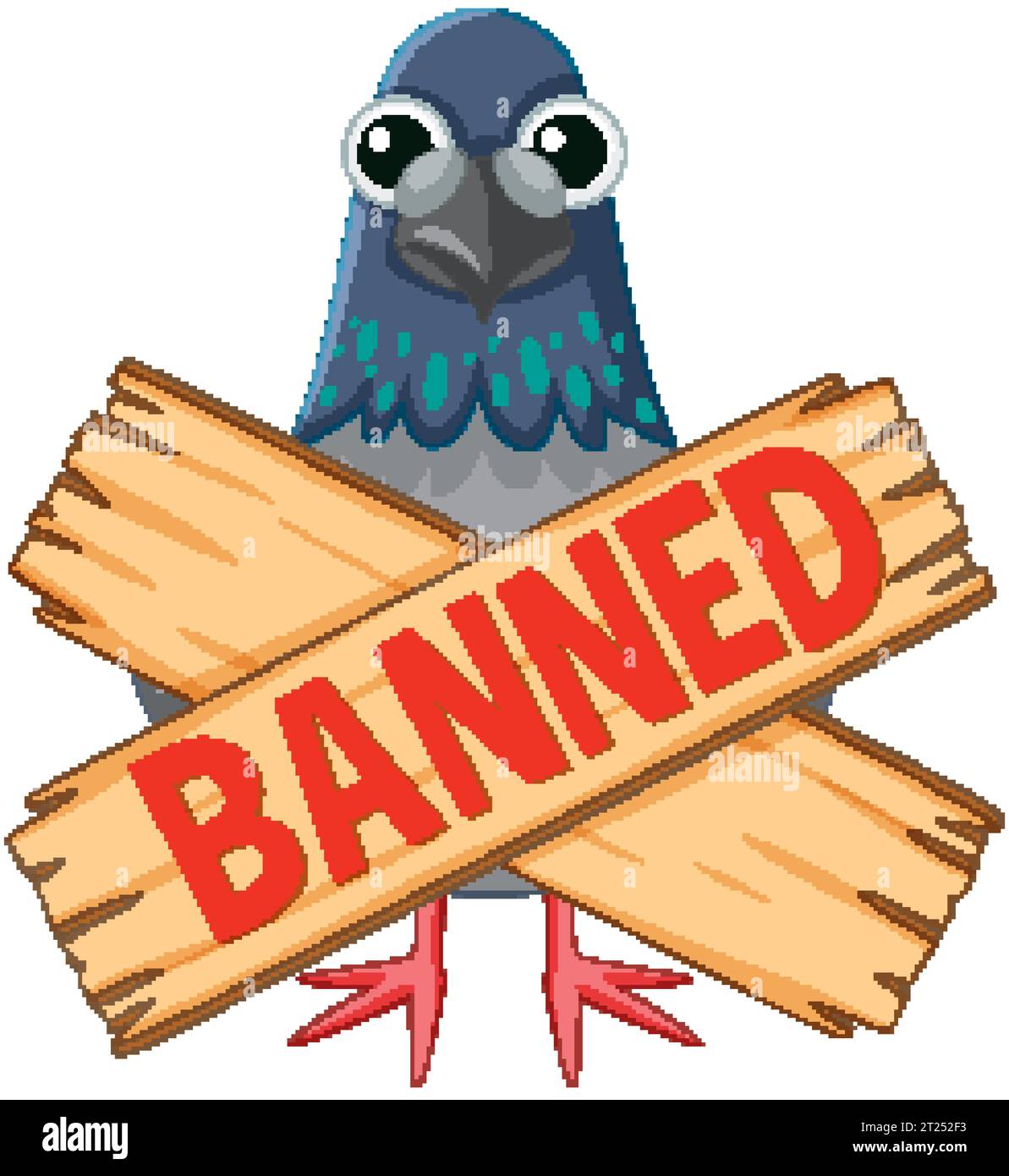 Adorable pigeon bird standing with banned wooden cross Stock Vector ...