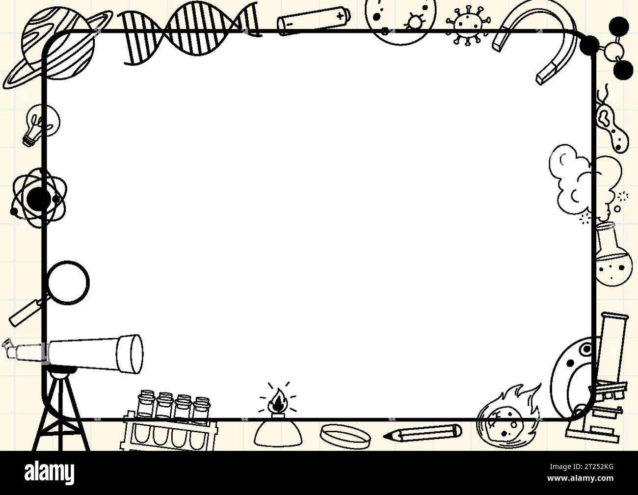 A vector cartoon illustration style image of science tools with a ...