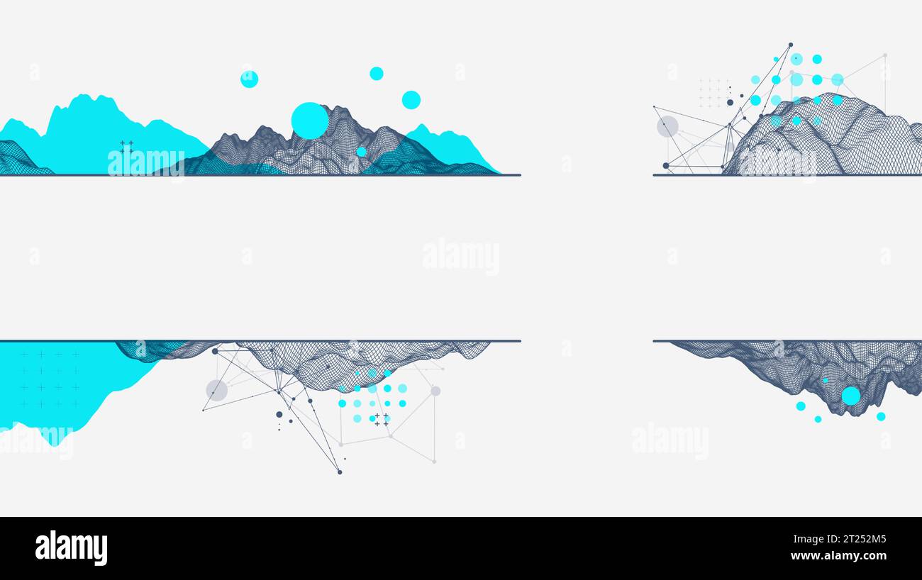 Abstract wireframe mountain background. Modern science or technology ...