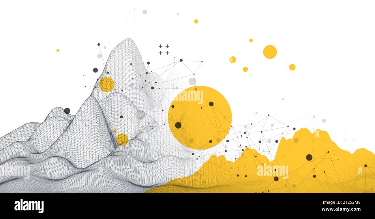 Abstract wireframe mountain background. Modern science or technology ...