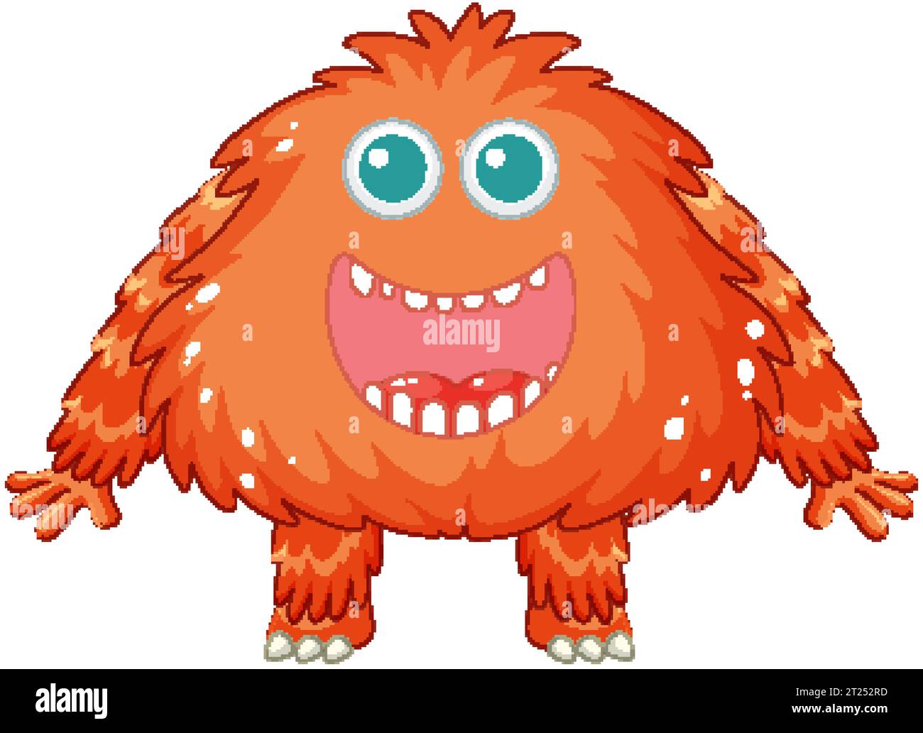 A happy and cute red monster with a cartoon character design Stock ...