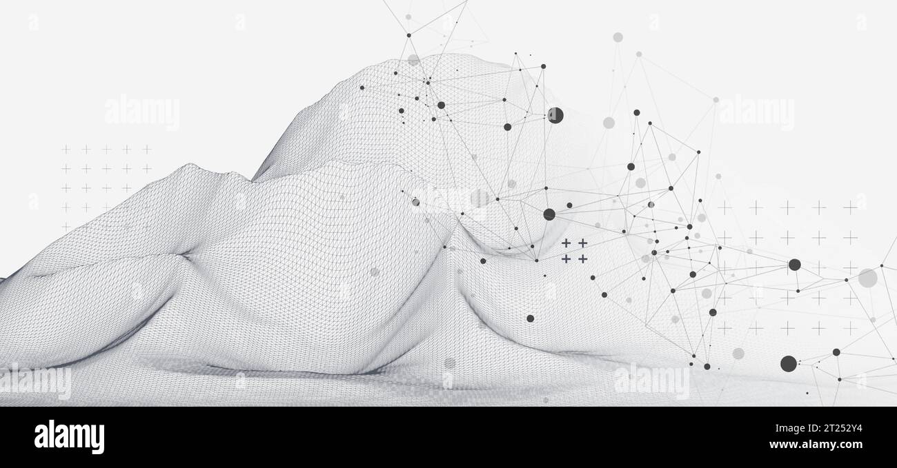 Abstract wireframe mountain background. Modern science or technology ...