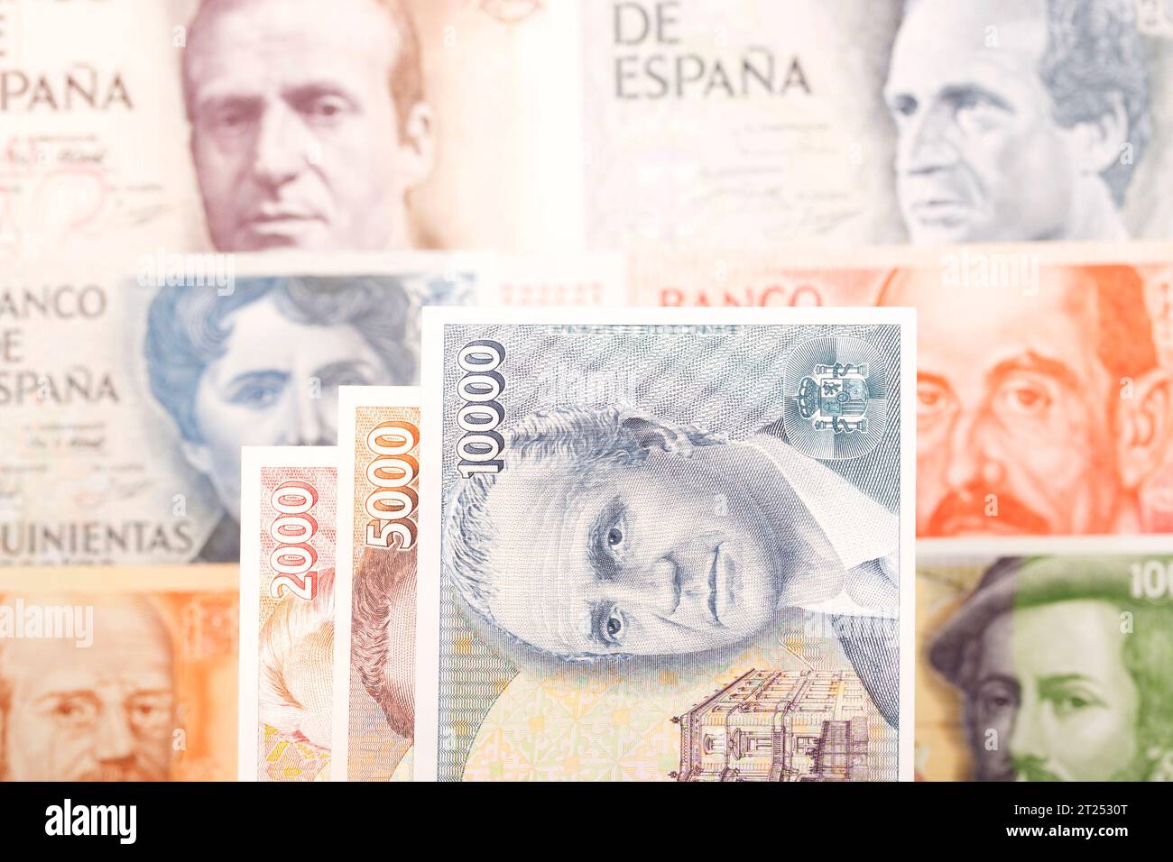 Spanish money - peseta a business background Stock Photo - Alamy