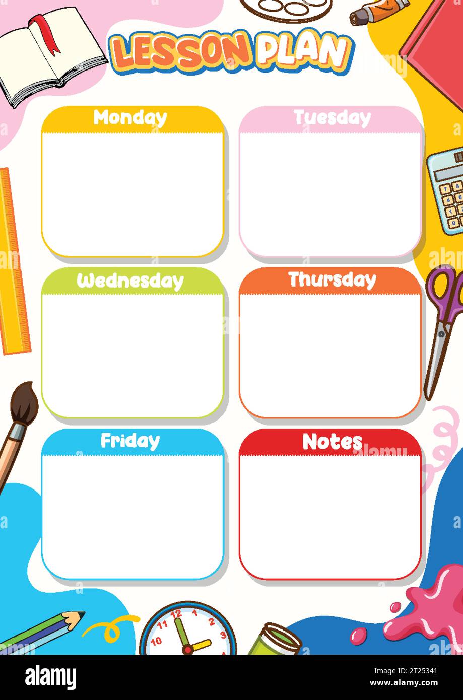 A convenient and customizable weekly lesson plan with note template ...