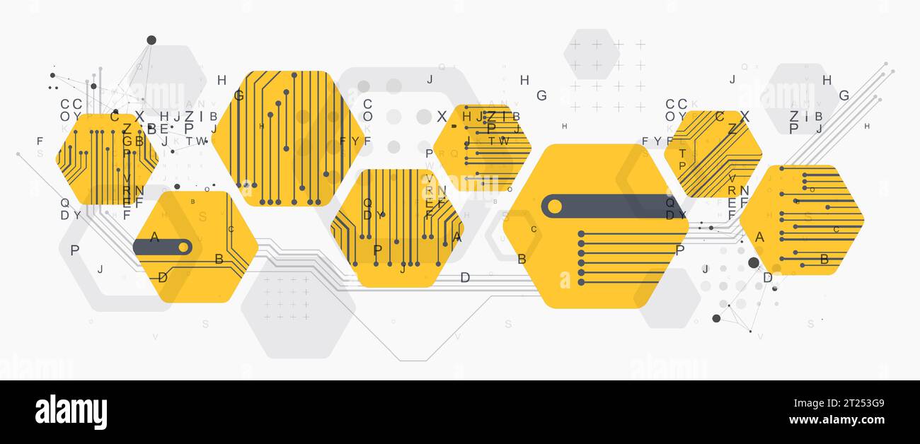 Abstract yellow hexagon futuristic background for design works. Science ...