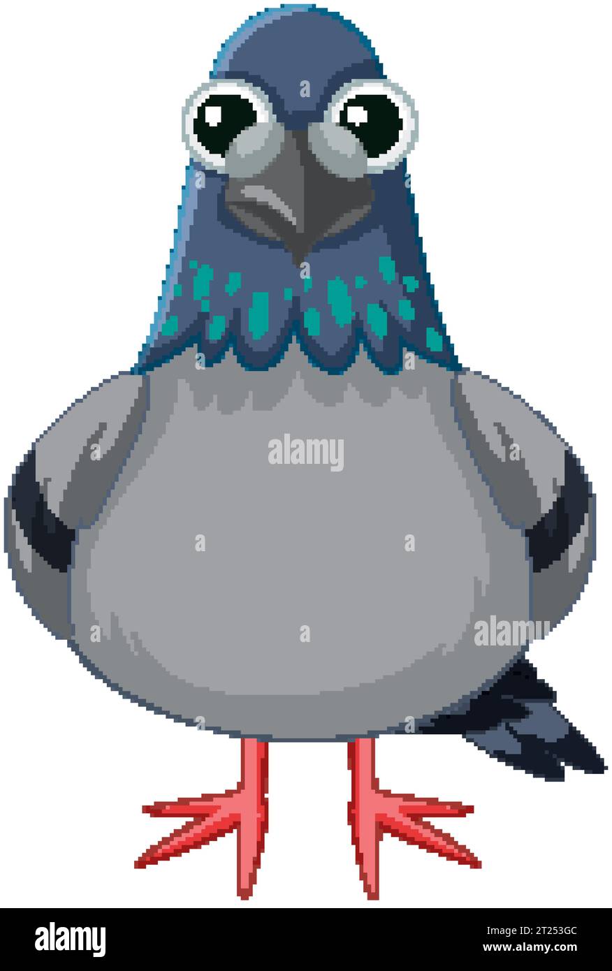 Adorable cartoon pigeon bird character standing alone in a vector ...
