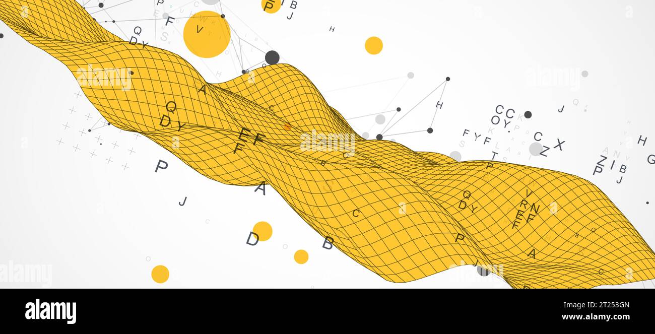 The abstract wave is made in a frame style. Template for science and ...