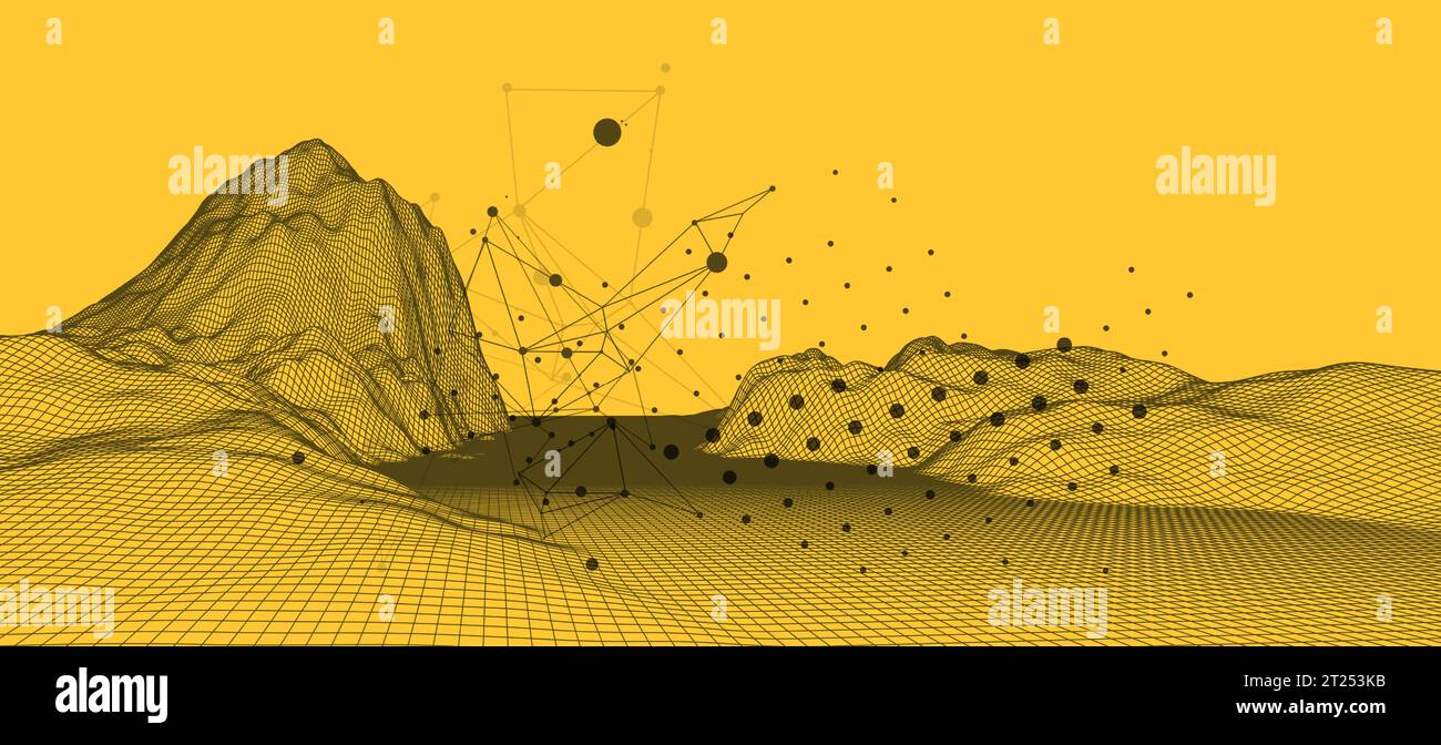 Abstract wireframe mountain background. Modern science or technology ...