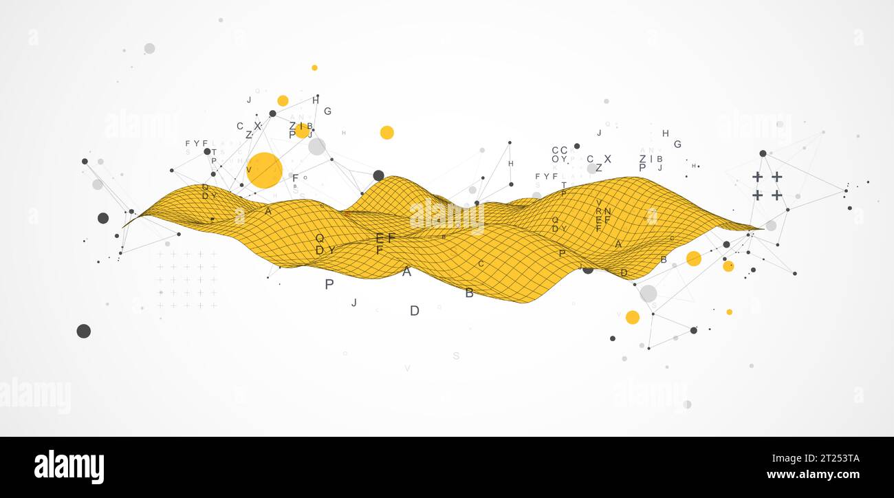 The abstract wave is made in a frame style. Template for science and ...