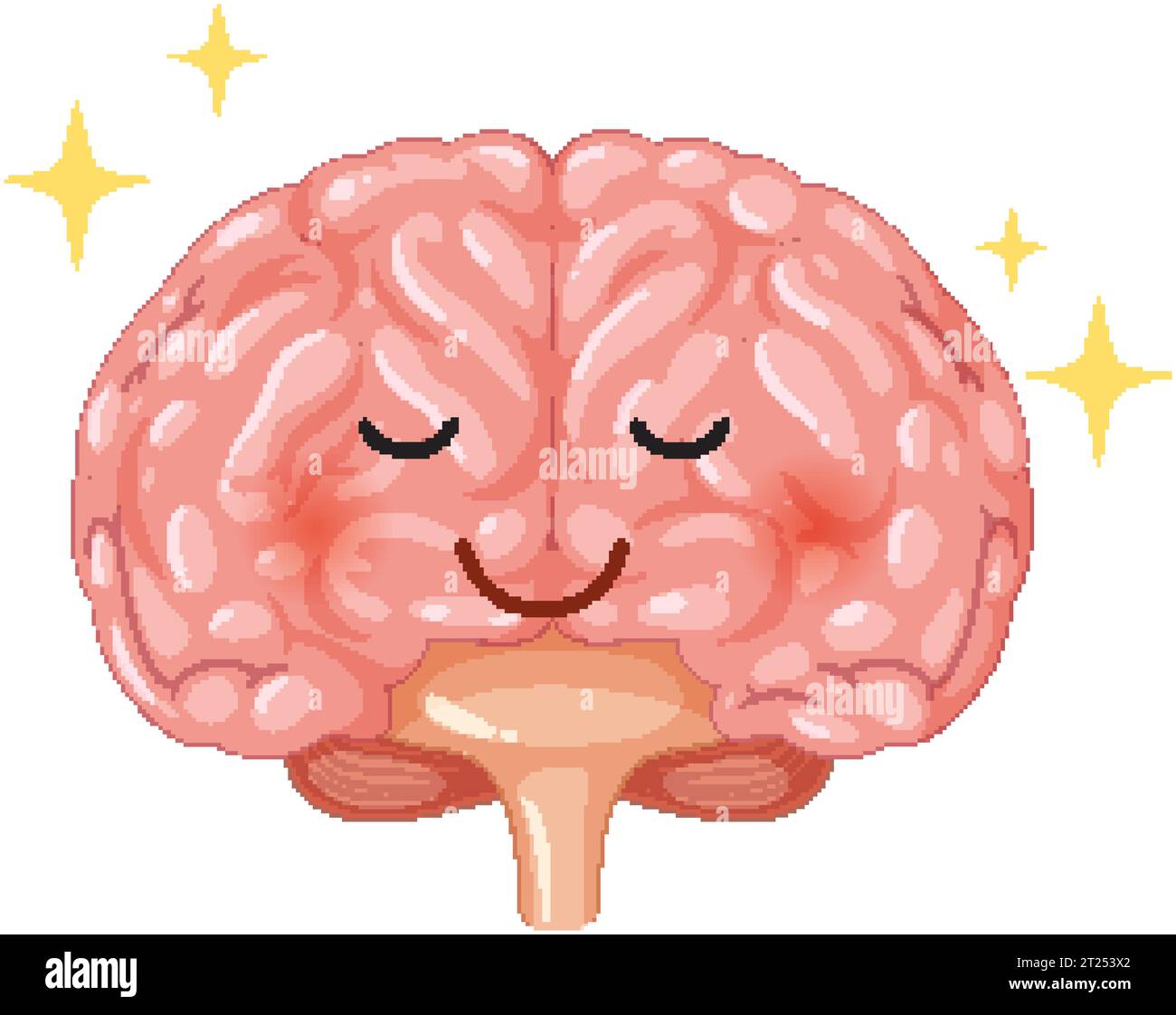 A colorful cartoon illustration depicting the anatomy of a happy brain ...