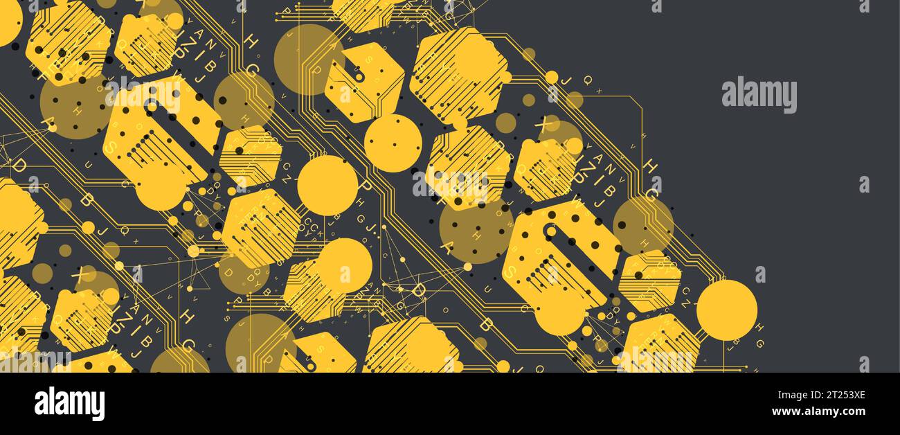 Abstract yellow hexagon futuristic background for design works. Science ...