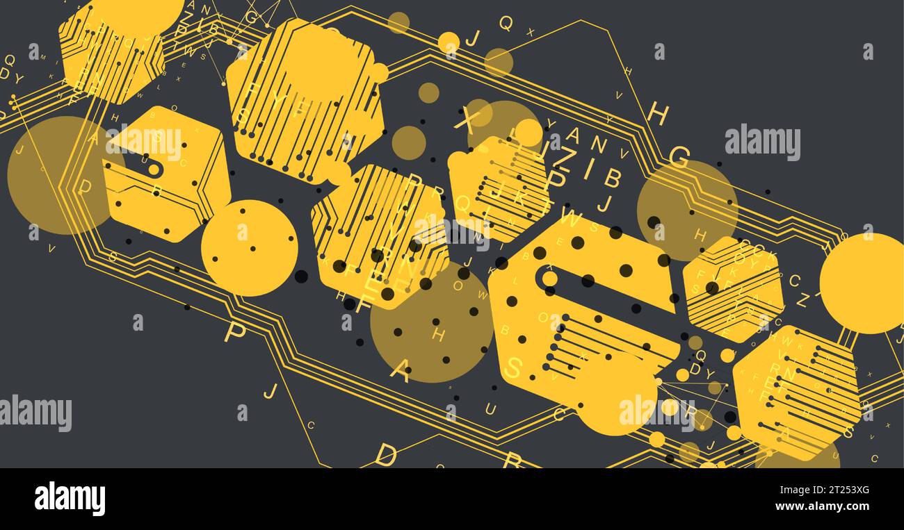 Abstract yellow hexagon futuristic background for design works. Science ...