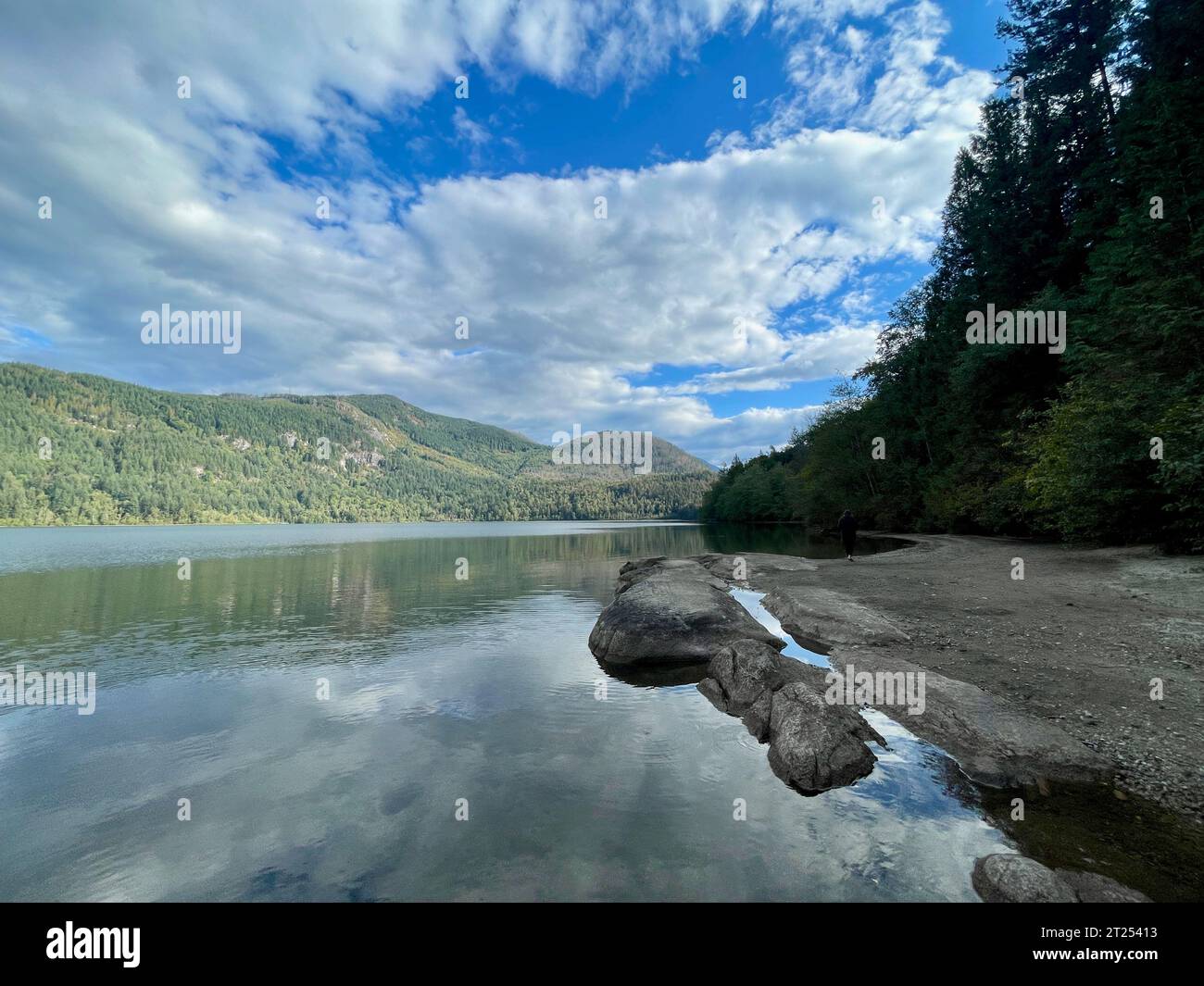 Mountain and lake landscape, Sasquatch Provincial Park, Kent, British ...