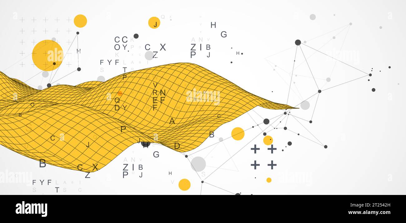 The abstract wave is made in a frame style. Template for science and ...