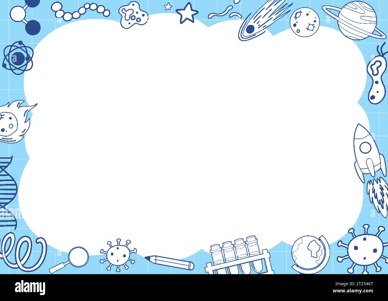 Vector cartoon illustration of science tools and learning sign Stock ...