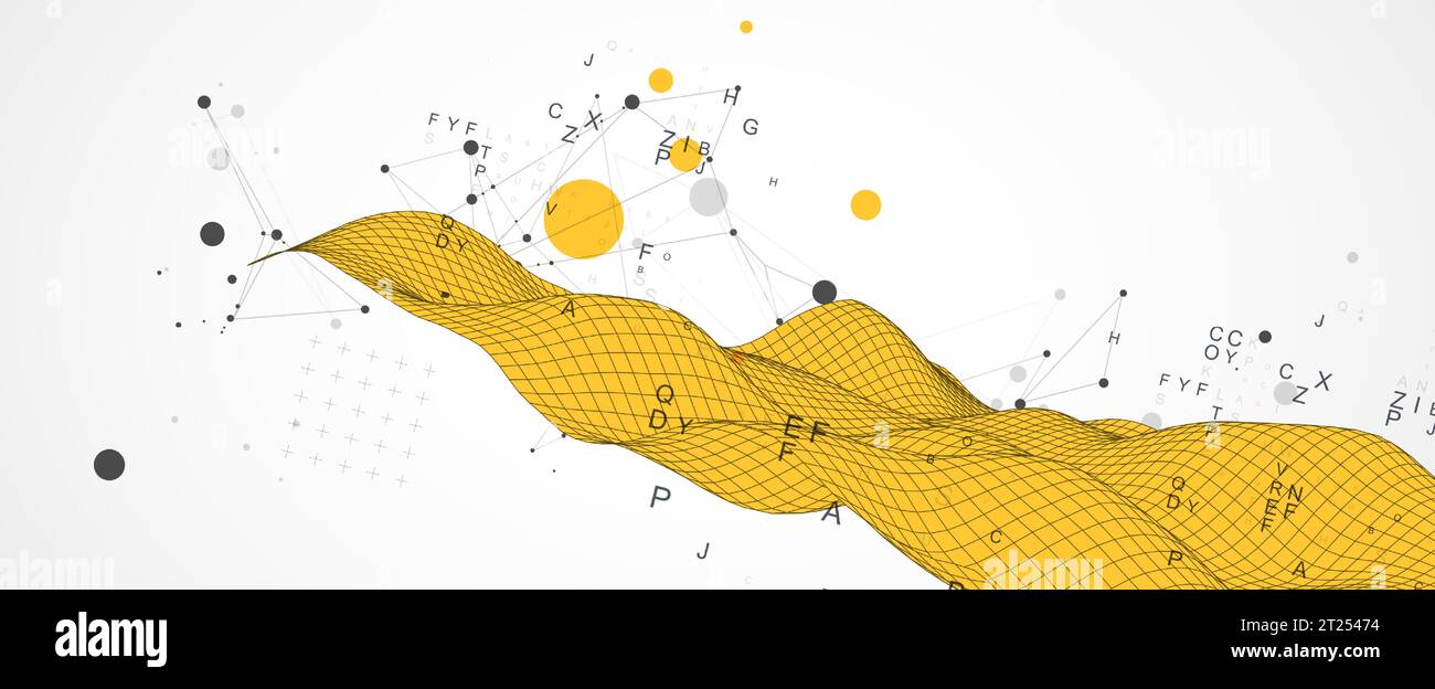 The abstract wave is made in a frame style. Template for science and ...