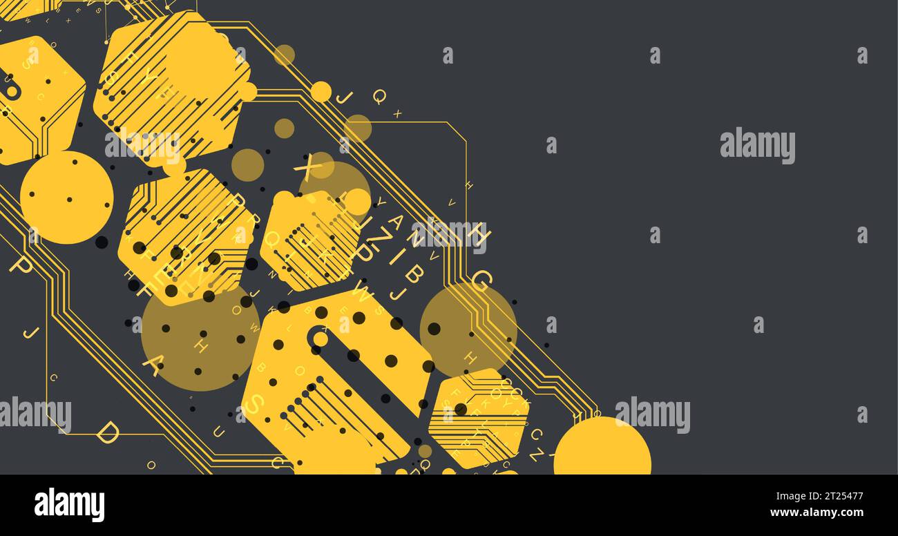 Abstract yellow hexagon futuristic background for design works. Science ...