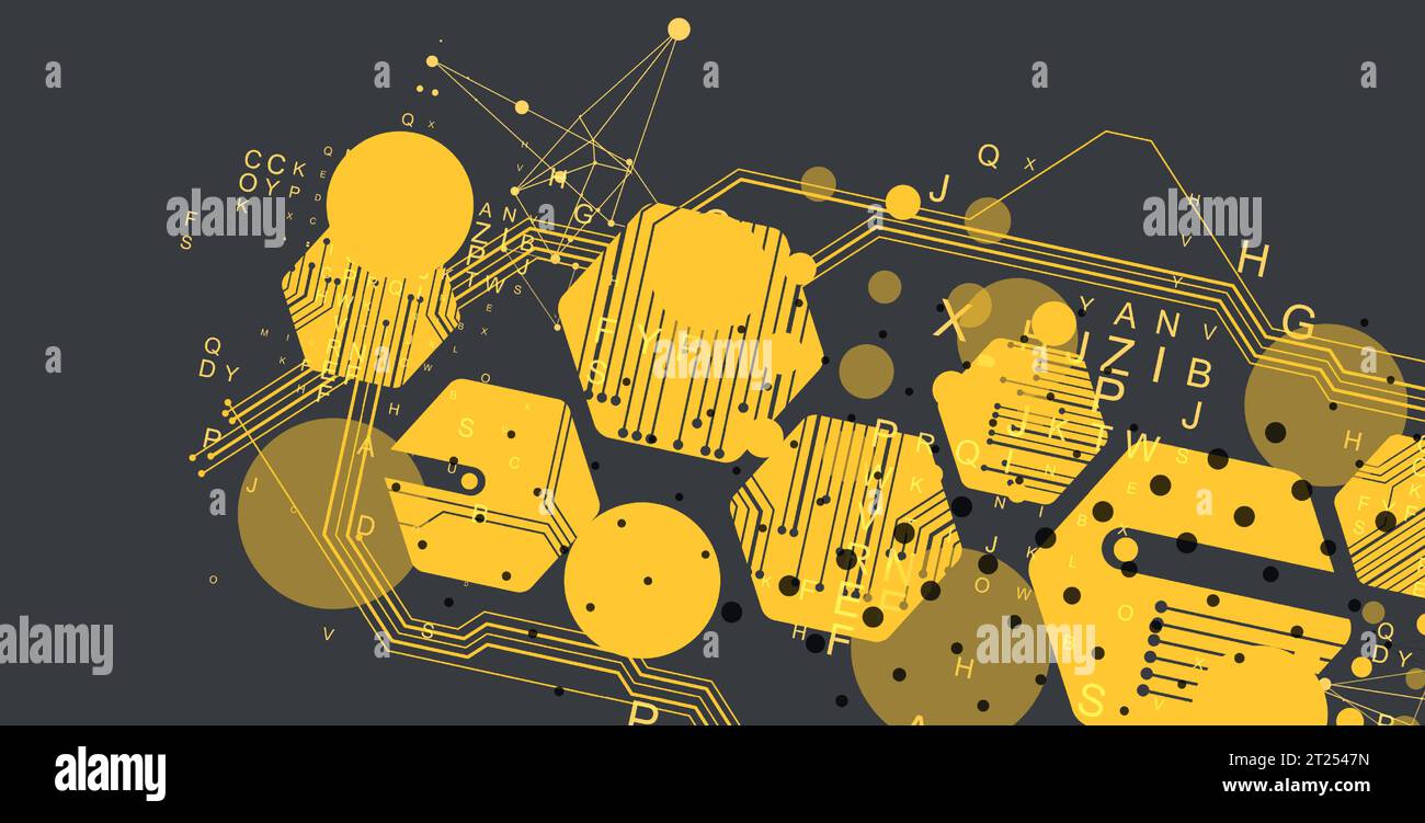 Abstract yellow hexagon futuristic background for design works. Science ...