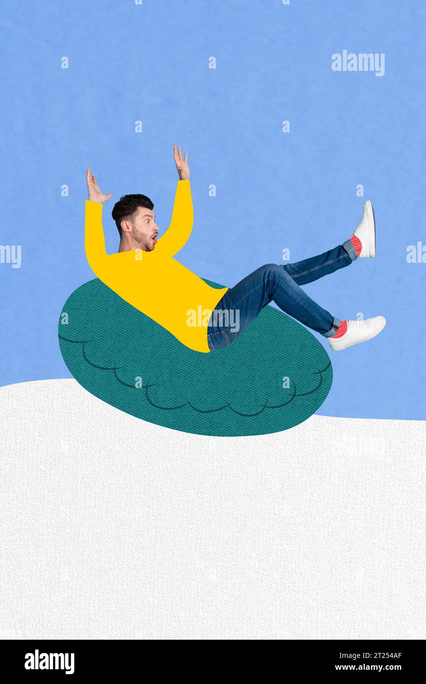 Composite collage picture image of funny male have fun scream tube ...