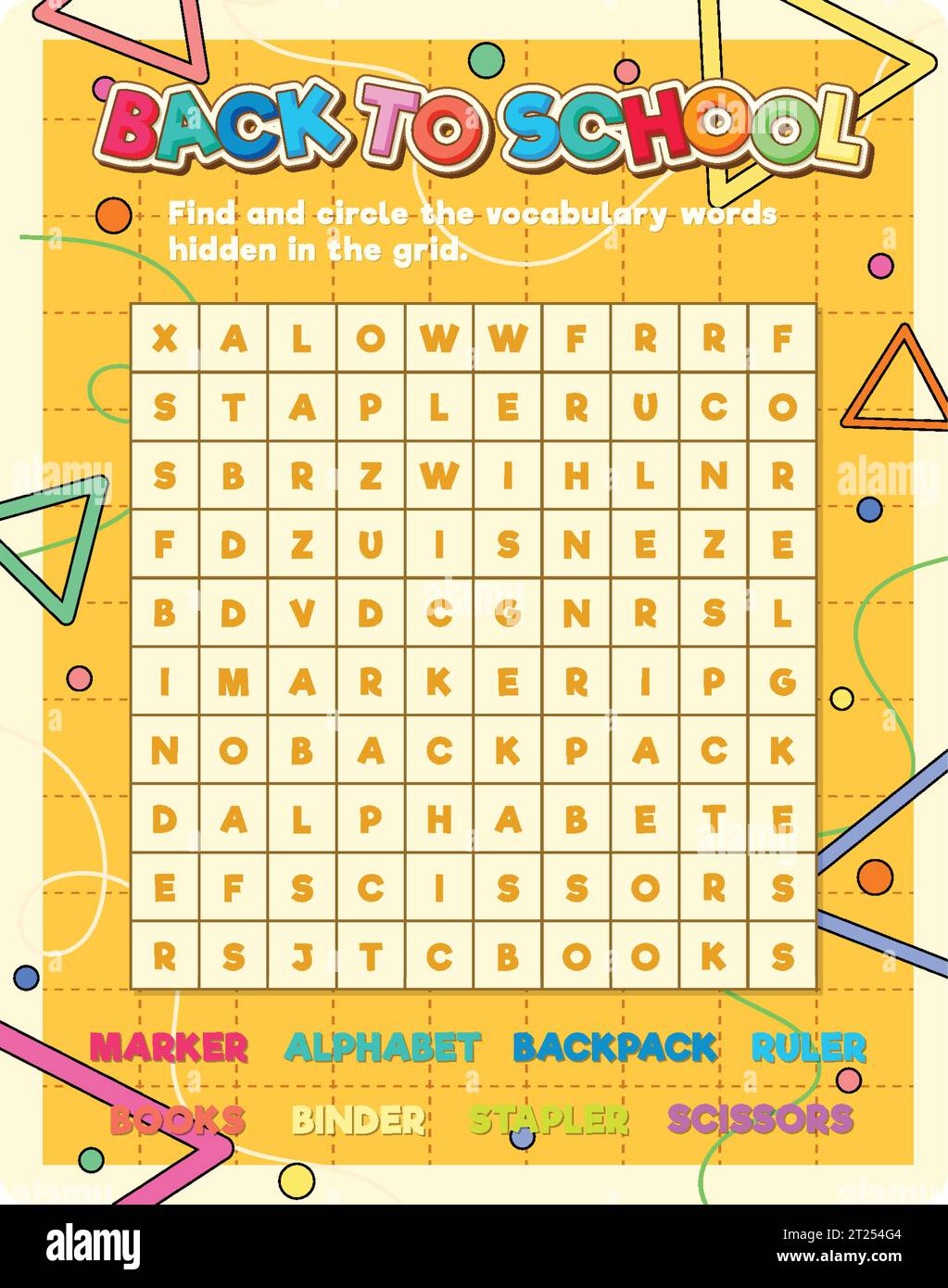 A fun and educational word search puzzle game template Stock Vector ...