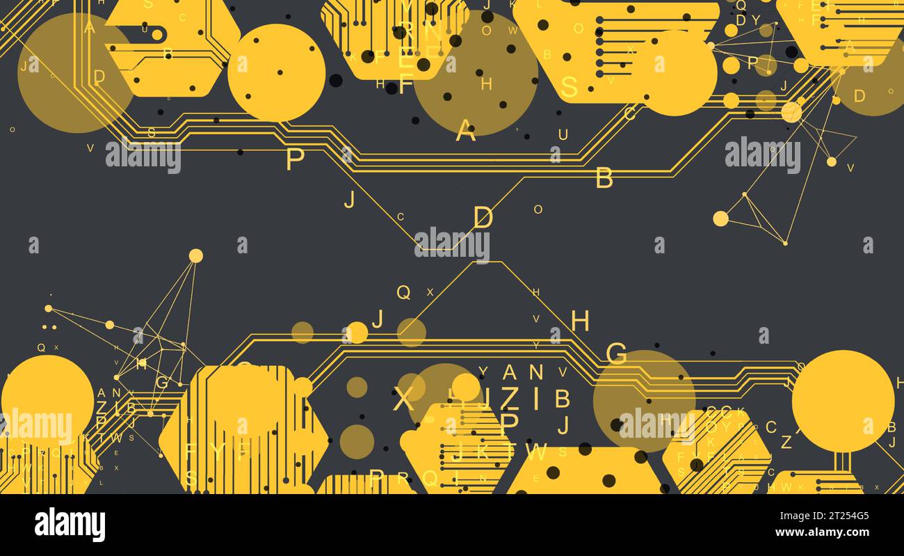 Abstract yellow hexagon futuristic background for design works. Science ...