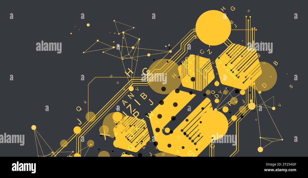 Abstract yellow hexagon futuristic background for design works. Science ...
