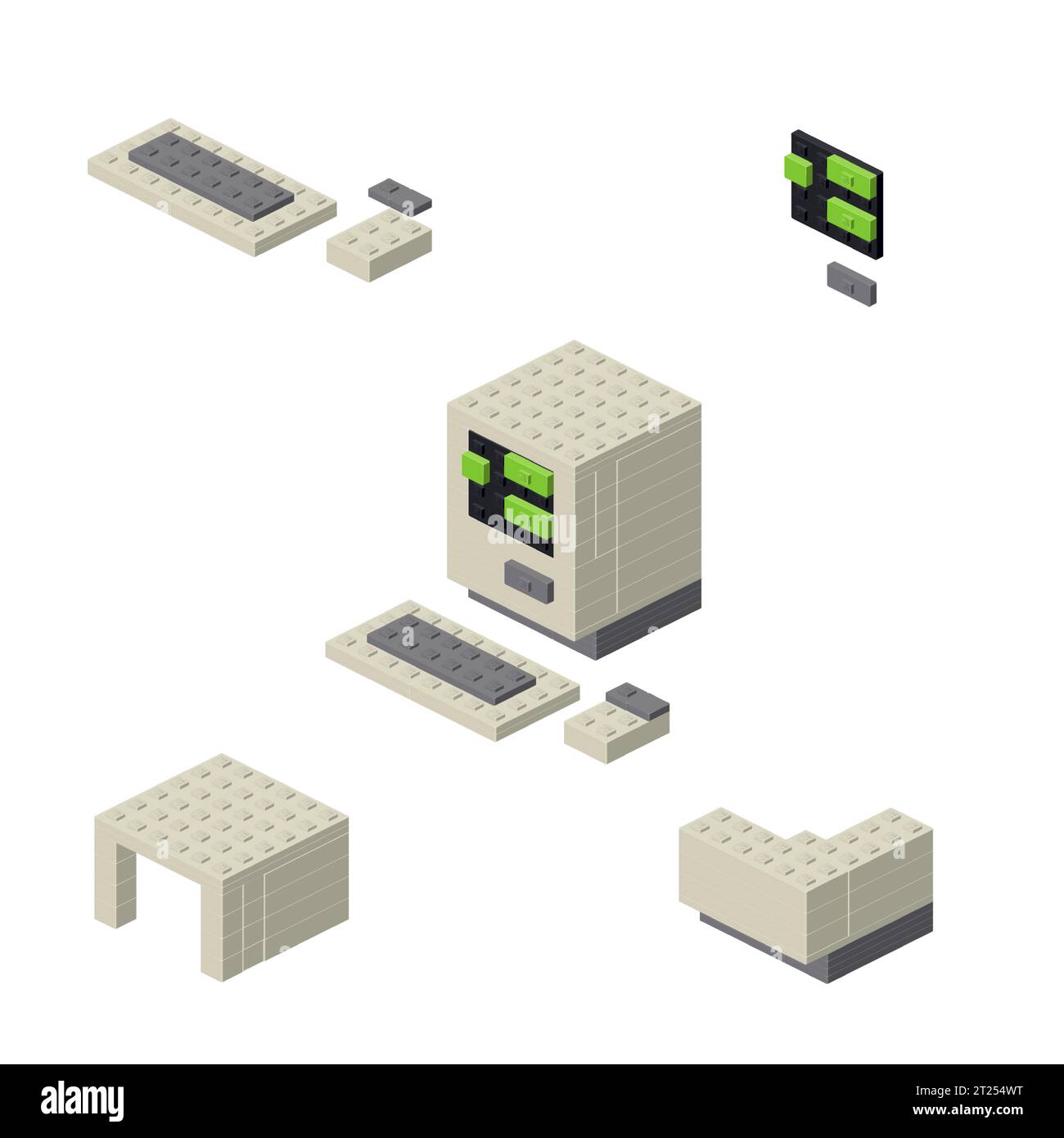 Concept with retro computer in isometric style for printing and design ...