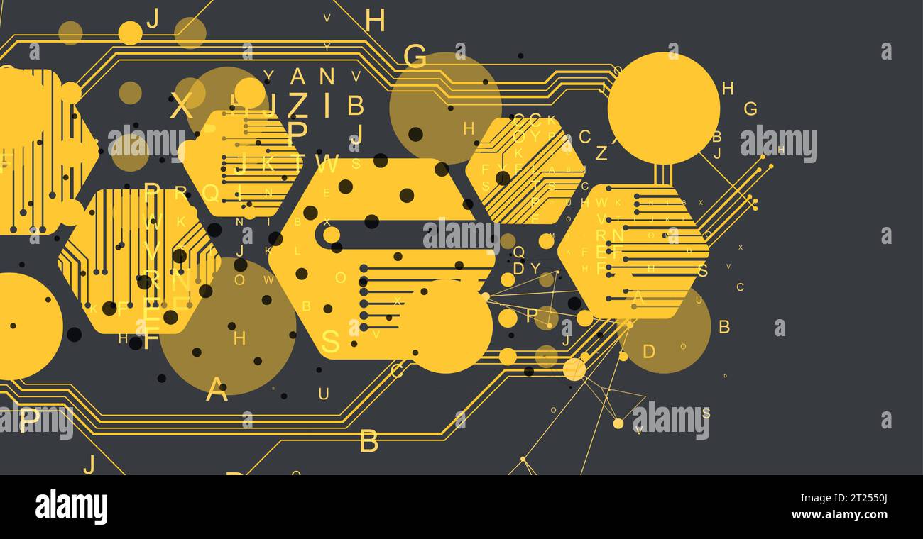 Abstract yellow hexagon futuristic background for design works. Science ...