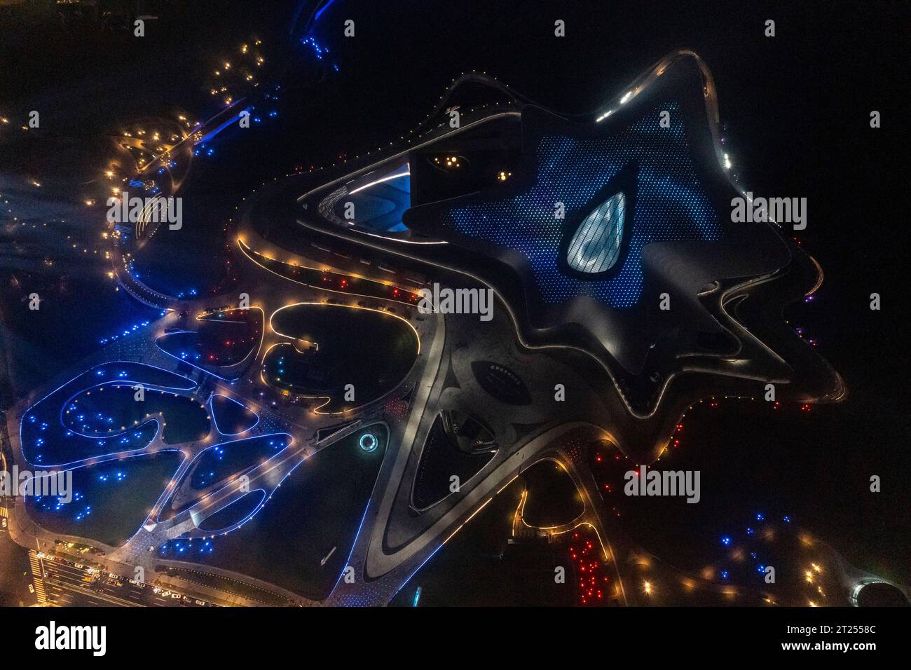 Chengdu. 16th Oct, 2023. This aerial photo taken on Oct. 16, 2023 shows ...