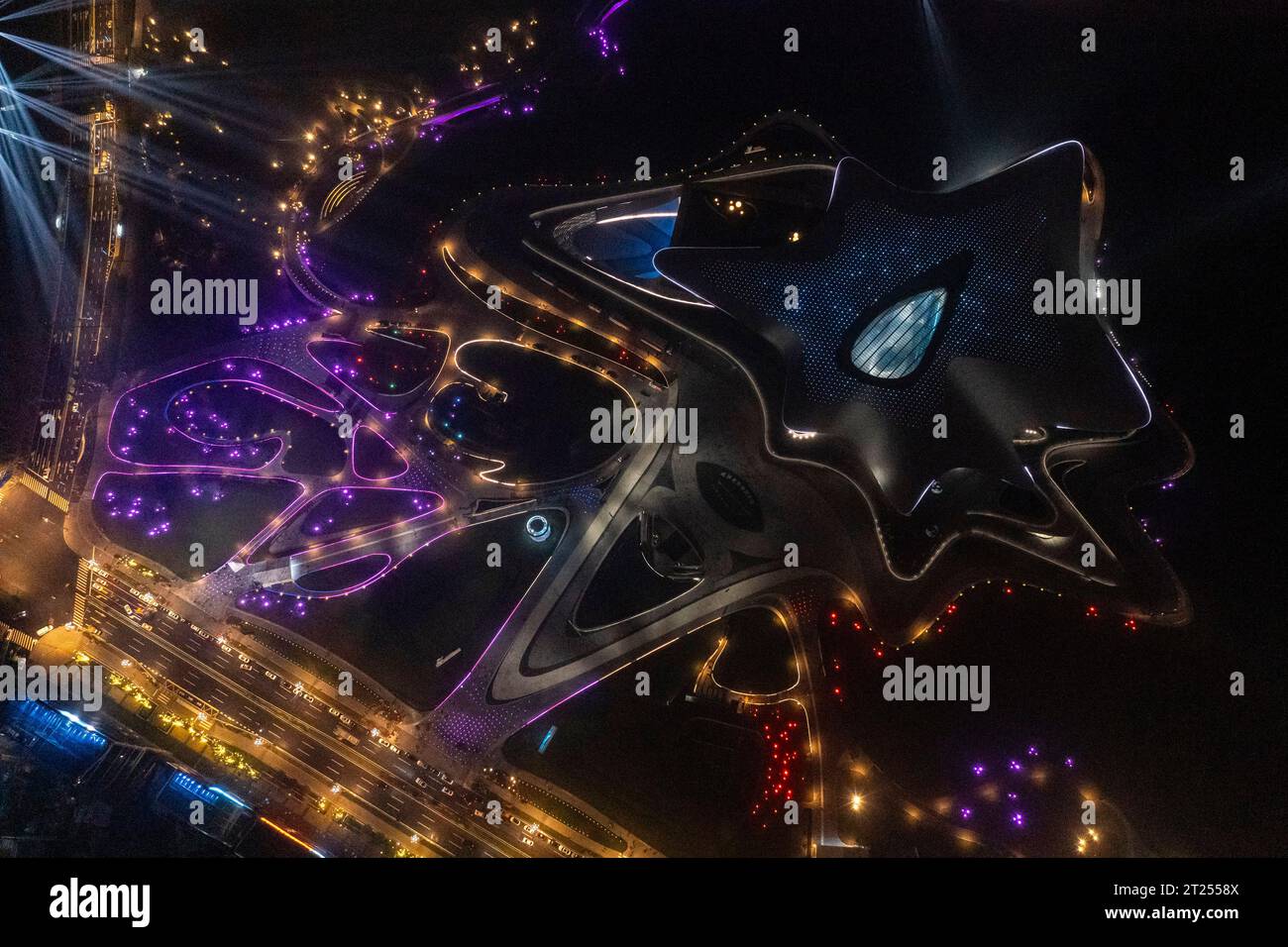 Chengdu. 16th Oct, 2023. This aerial photo taken on Oct. 16, 2023 shows ...