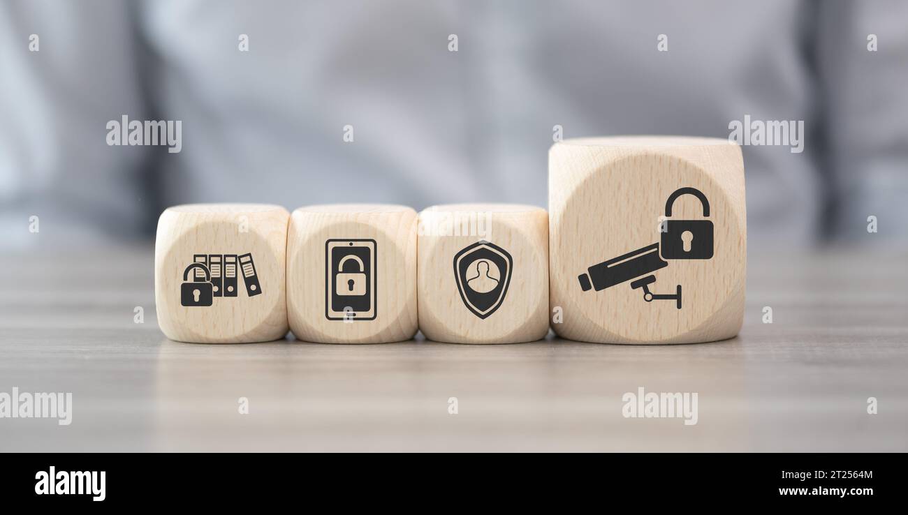 Wooden blocks with symbol of private data concept Stock Photo - Alamy