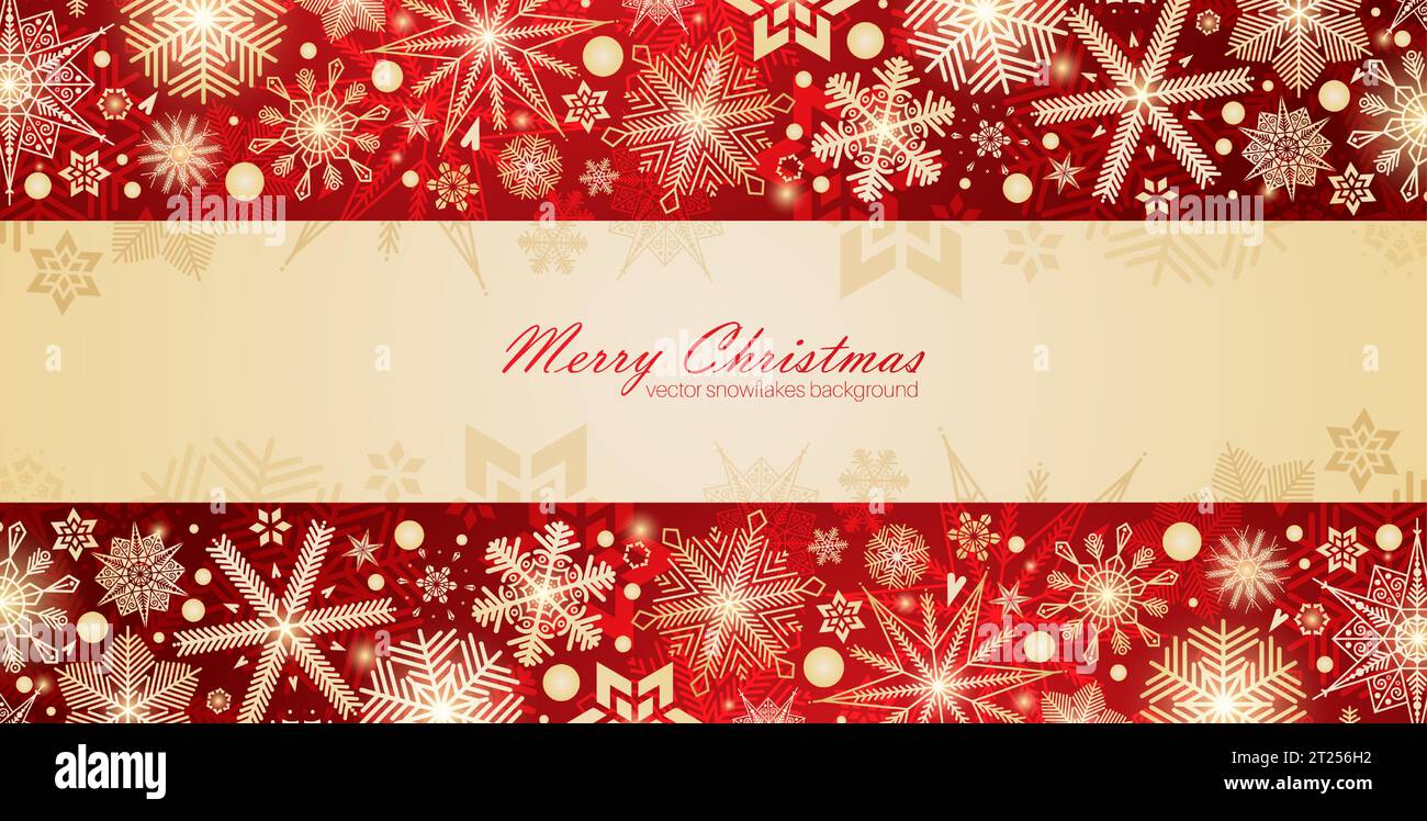 Festive Christmas background design. Different types of snowflakes ...