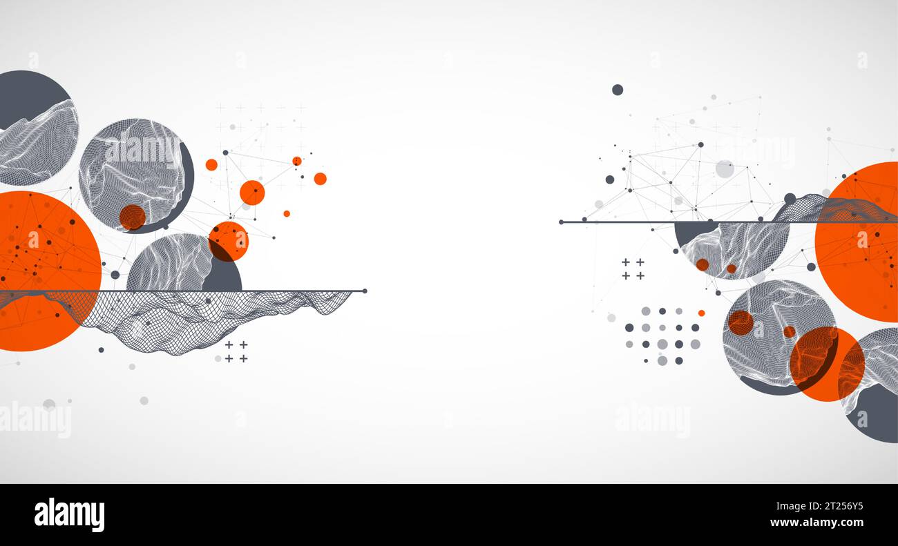 Trendy abstract wireframe background. Modern science or technology art elements. Surface ...