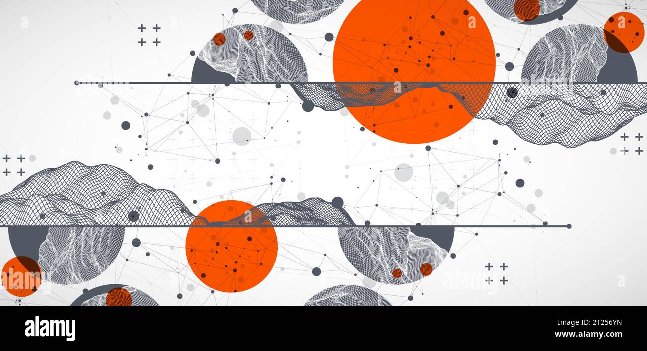 Trendy abstract wireframe background. Modern science or technology art elements. Surface ...