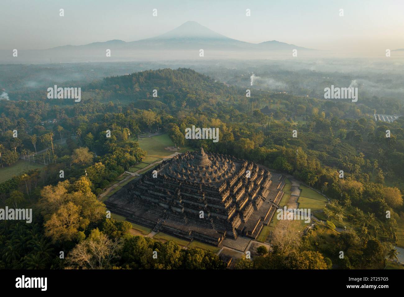 Aerial view of Borobudur (Barabudur) temple, Magelang Regency, Central ...
