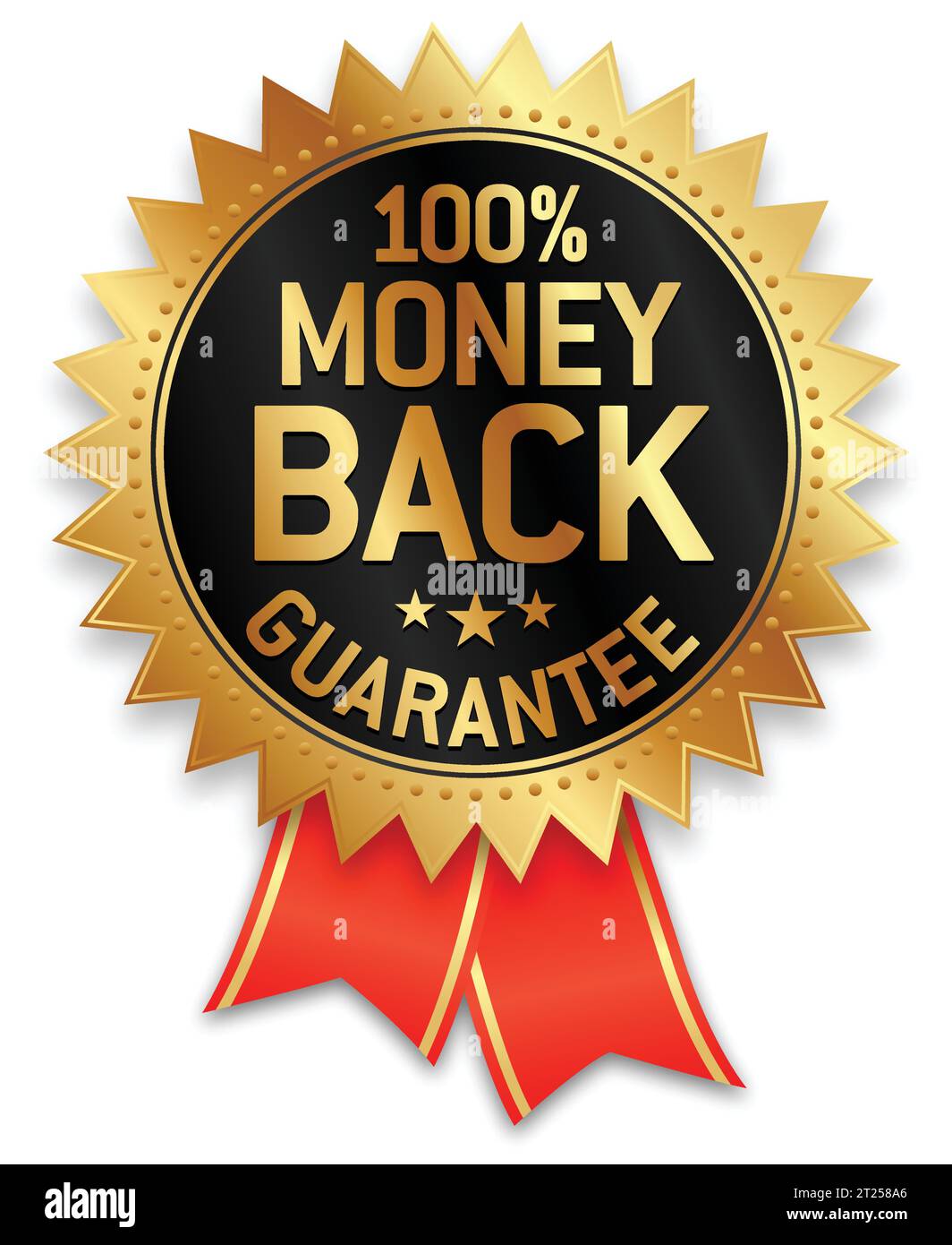 beautiful elegant gold 100 per cent money back guarantee seal with red ...