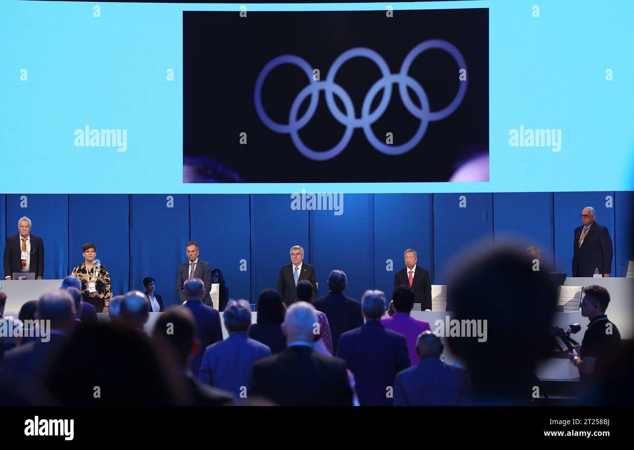 Mumbai. 17th Oct, 2023. Photo taken on Oct. 17, 2023 shows the venue of the 141st International ...